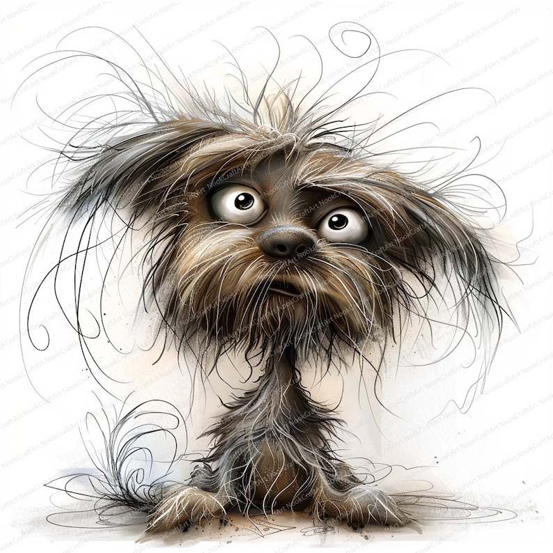 Frazzled Dog Clip Art 12 High Res Watercolor Printable Watercolor ...