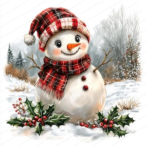 14 Christmas Watercolor Snowman Clipart | Winter Scene | Printable ...