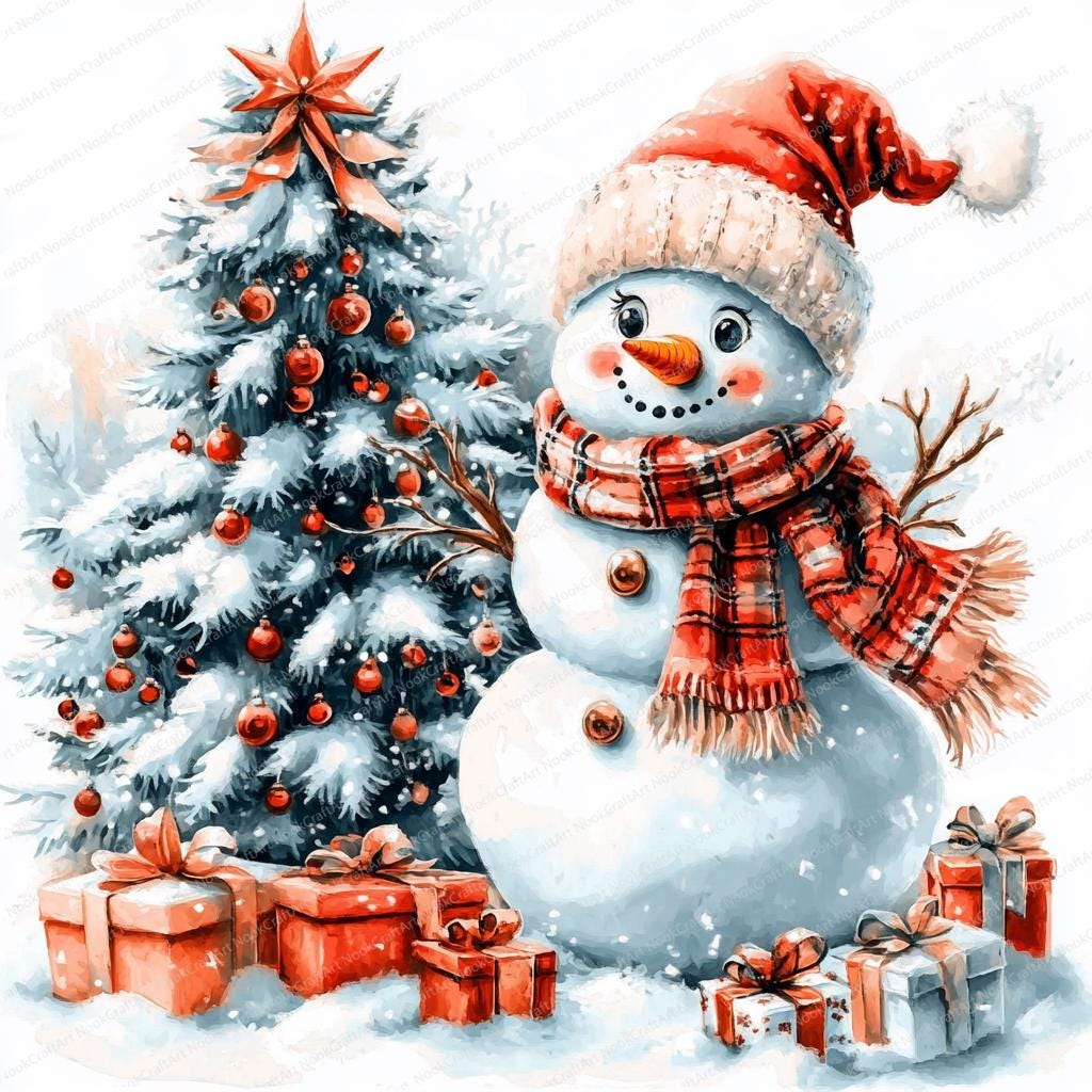 18 Christmas Tree and Snowman Clipart | Festive Snowmen | Printable ...