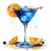 10 Blue Cocktail Clipart Adorable Cocktails Printable Watercolor ...