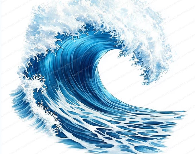 Ocean Wave Clipart | Summer Beach Art Prints (digital Download) Set of ...