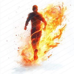 20 Running Man Fire Trail Clipart | Dynamic Fiery Illustration Design ...