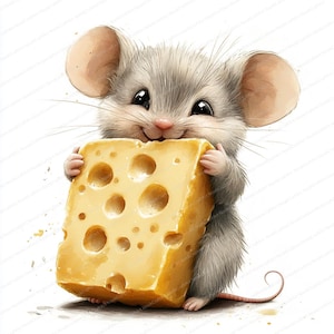 20 Cheerful Mouse Cheese Cake Clipart | Whimsical Cartoon Dessert Hug ...