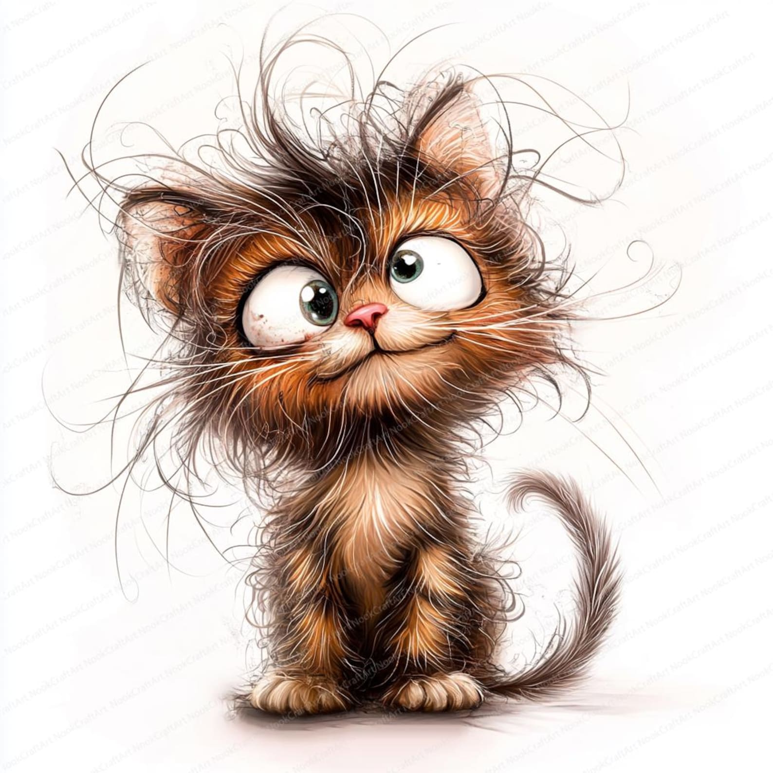 18 Frazzled Cat Clipart | Quirky Cat Clipart | Printable Watercolor ...