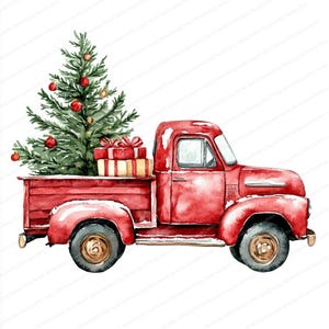 18 Watercolor Winter Truck Clipart | Christmas Clipart | High Quality ...