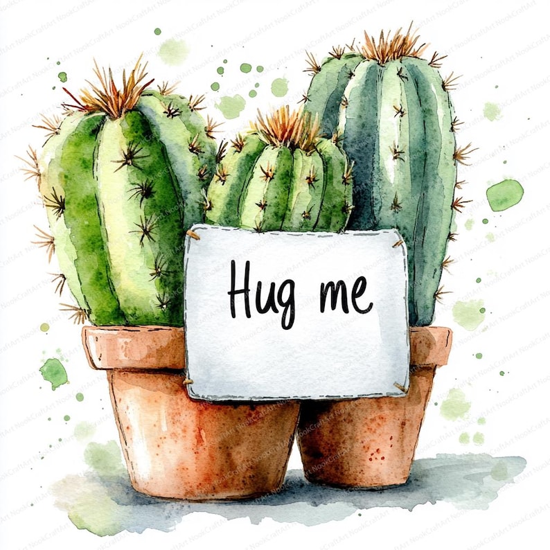 22 Cactus Hug Me Clipart | Cute Succulent Illustration Design ...