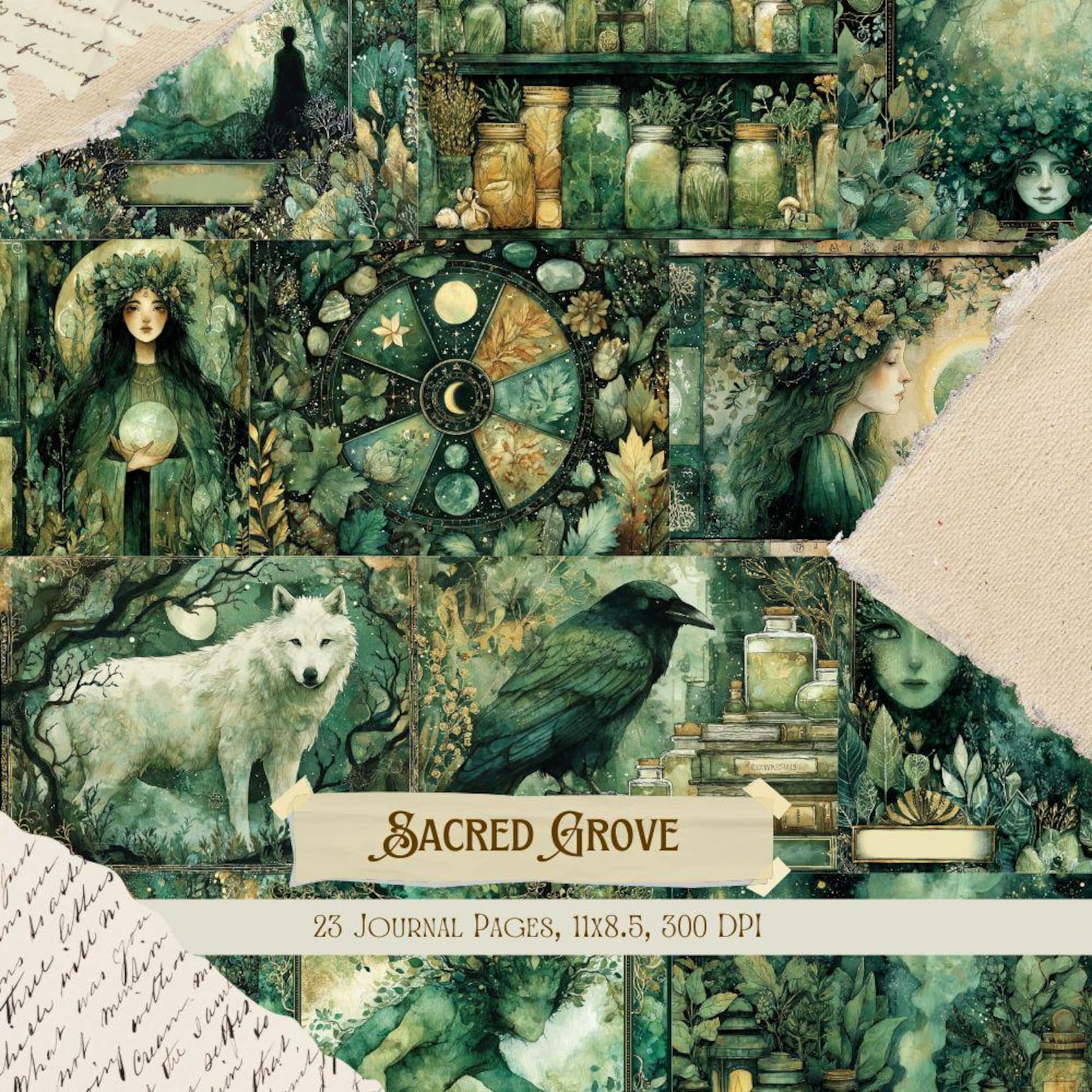 Sacred Grove Junk Journal Kit | Enchanted Forest Collage Sheets ...