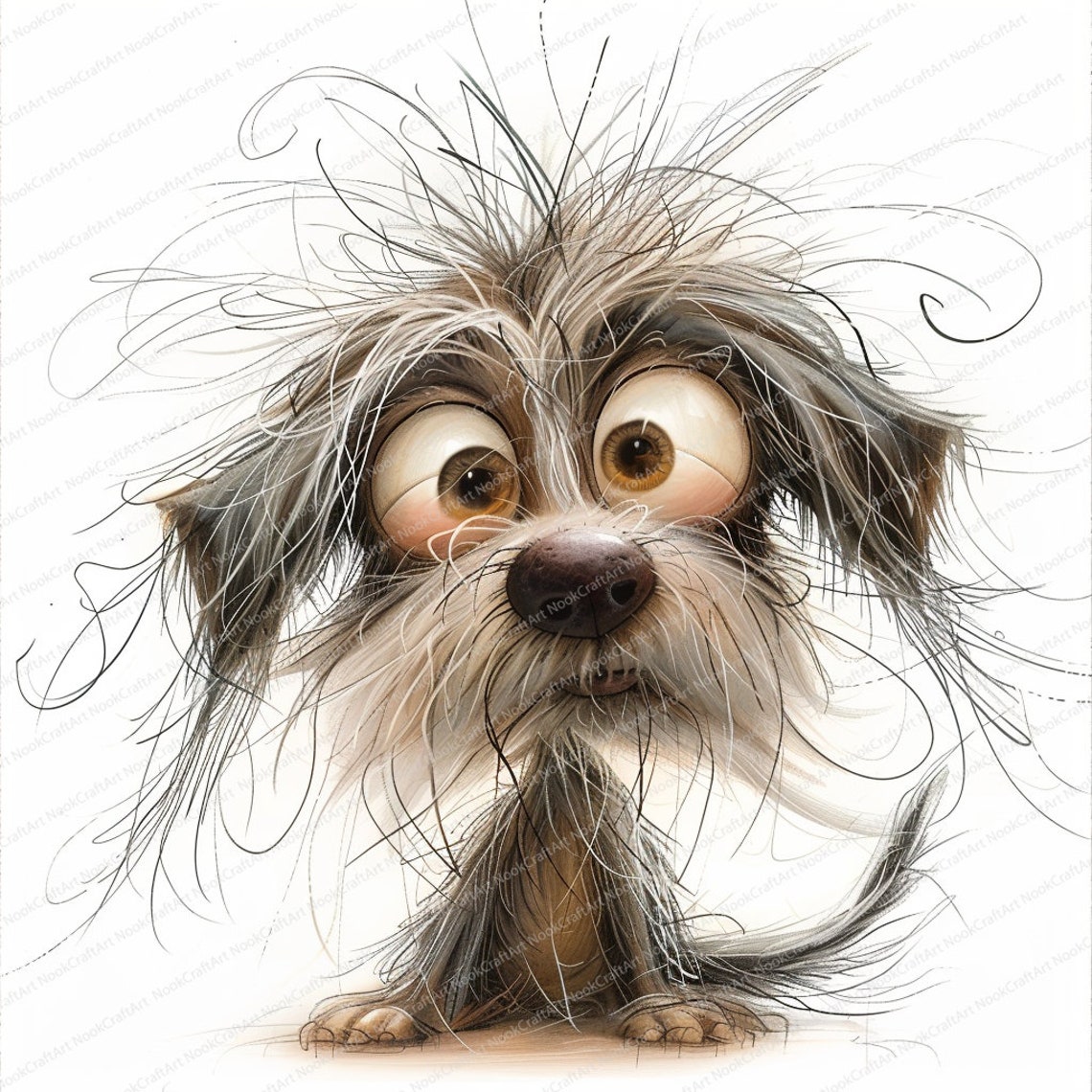 Frazzled Dog Clip Art 12 High Res Watercolor Printable Watercolor ...