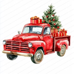 18 Watercolor Winter Truck Clipart | Christmas Clipart | High Quality ...