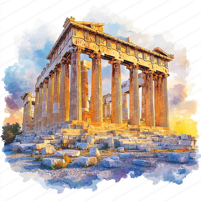 24 Parthenon Clipart Greece | Ancient Greek Temple Illustration ...