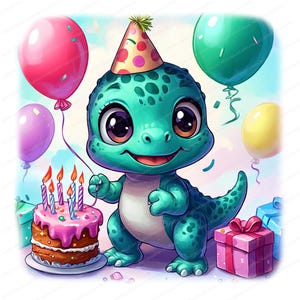 16 Cute Dinosaur Clipart Birthday Party Clipart Bundle Printable ...