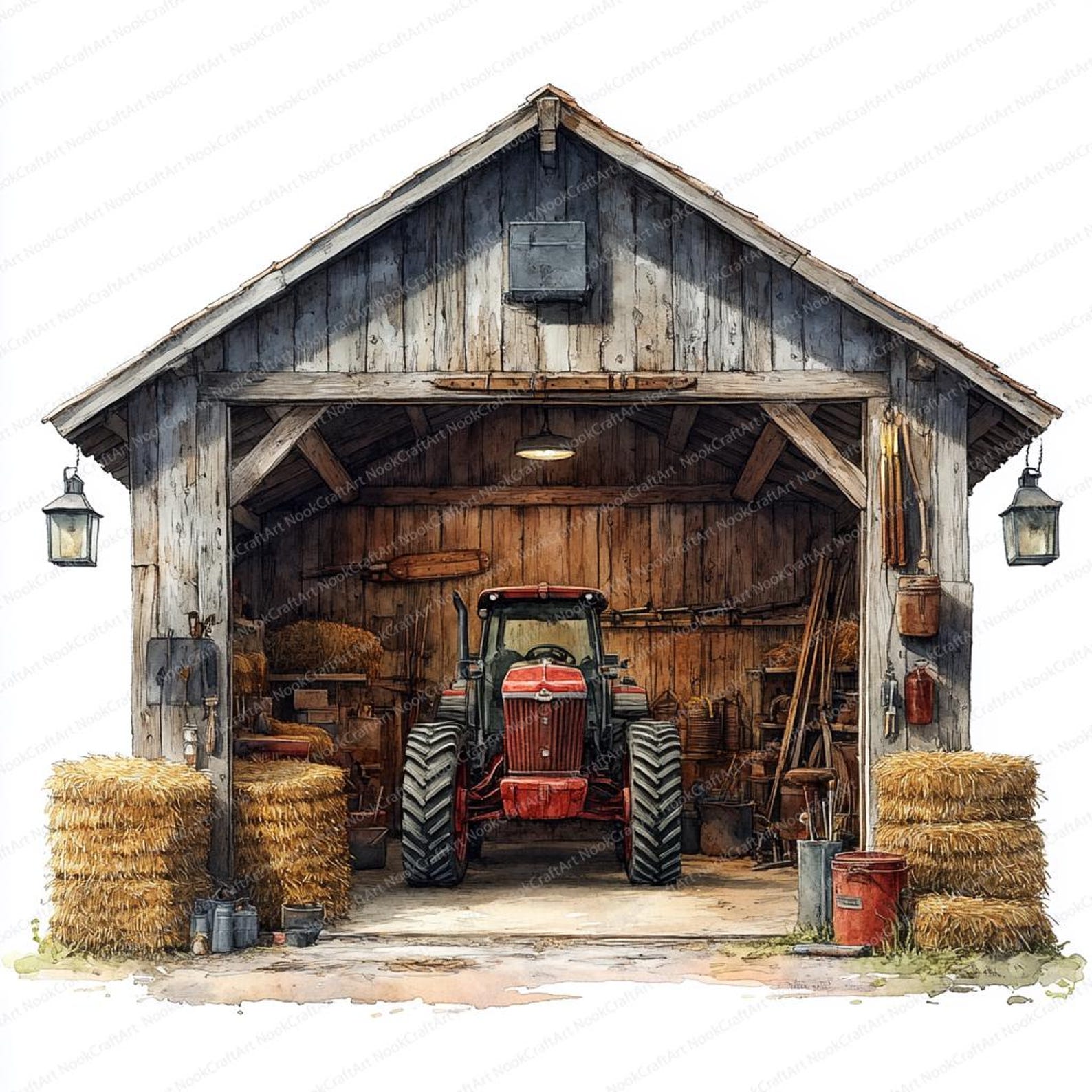 24 Farm Tractor Clipart | Open Barn Illustration Design | Printable ...