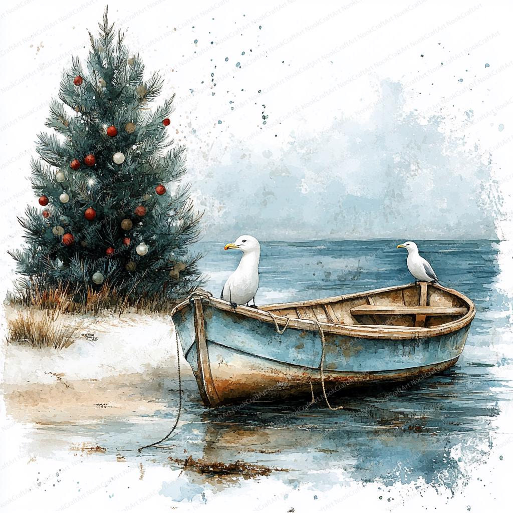 18 Beachy Christmas Clipart | Coastal Holiday Art | Printable ...