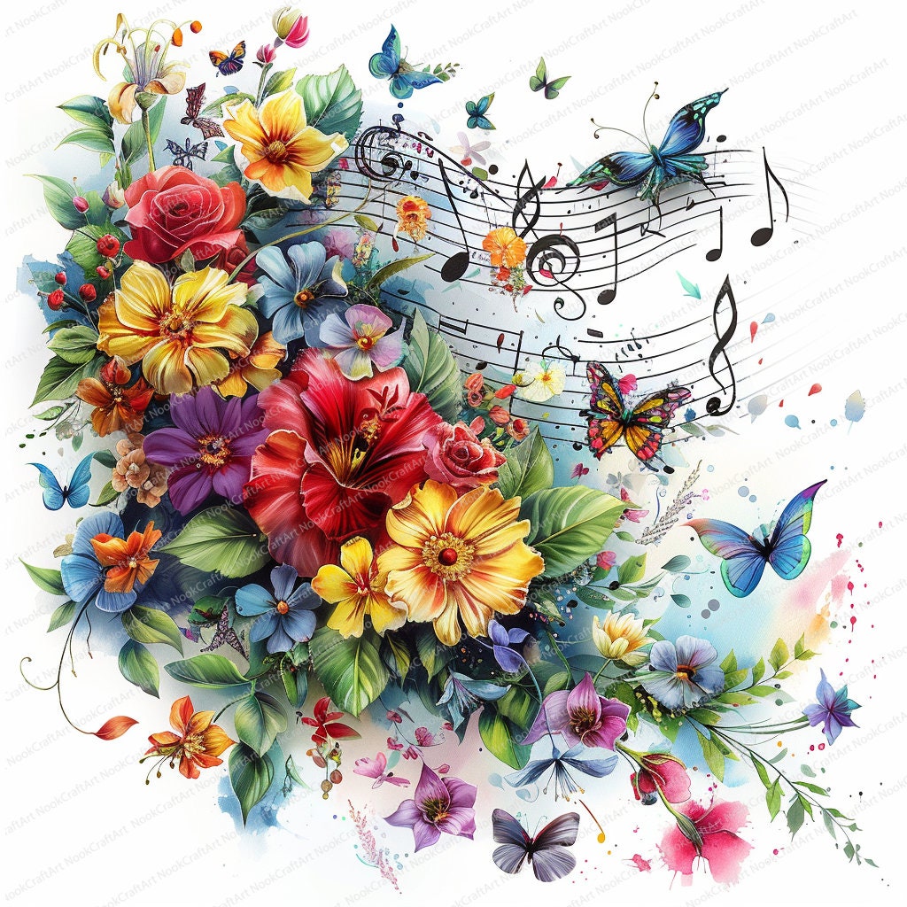 Set of Music Notes Clipart 14 Music Notes Cliparts Printable Watercolor ...