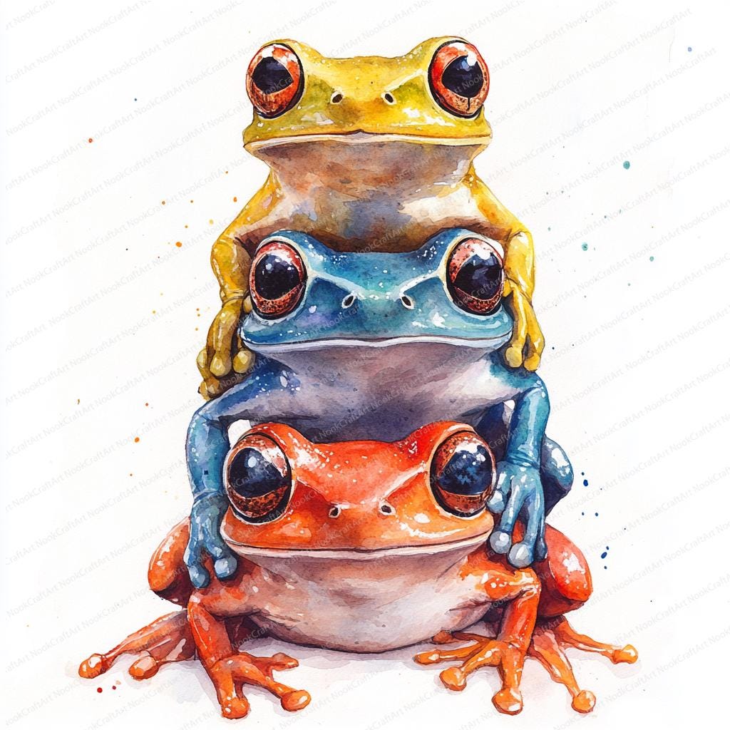 18 Frog Stack Clipart | Unique Frog Pyramid Design| Printable ...