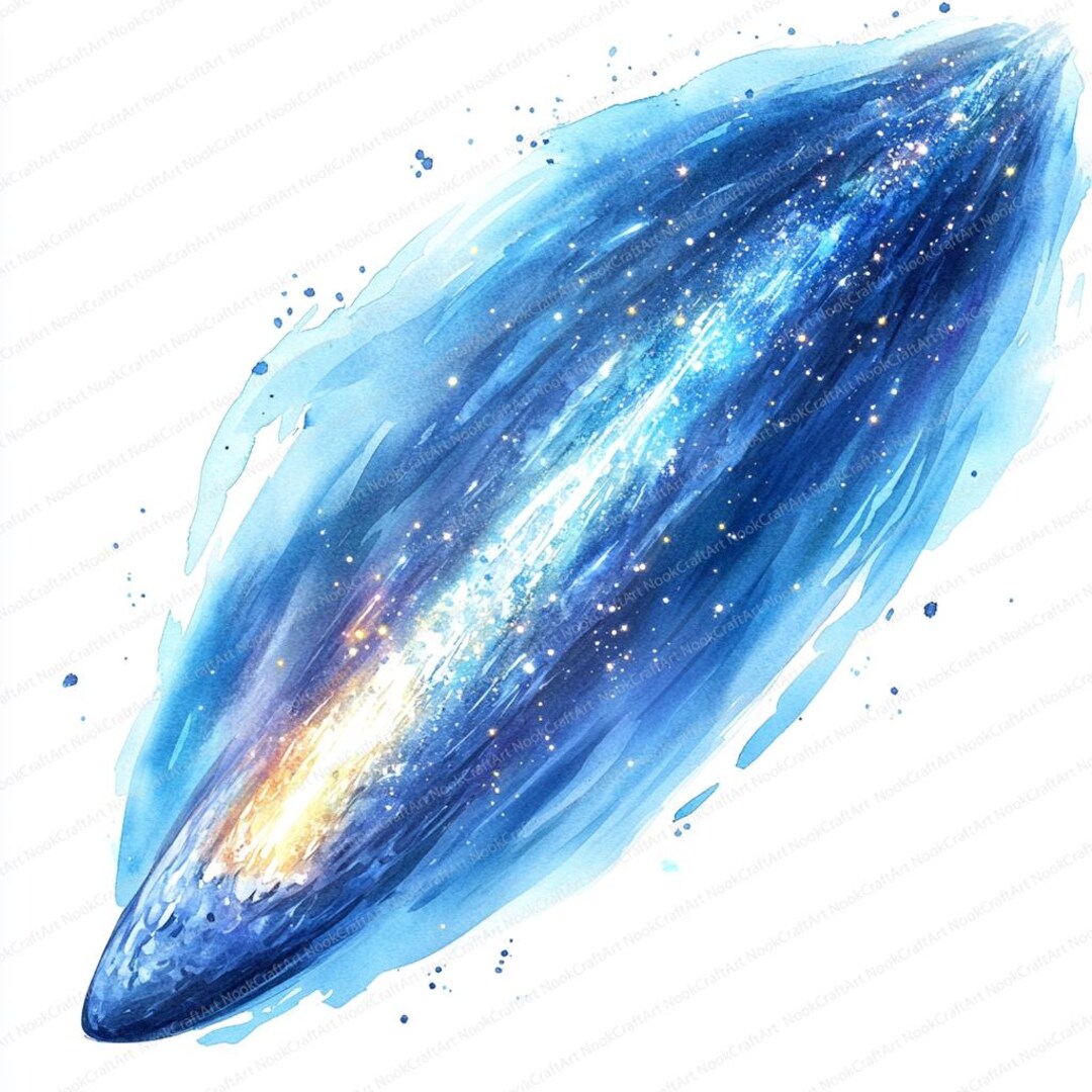 24 Comet Clipart With Silver Tail | Celestial Starry Illustration ...