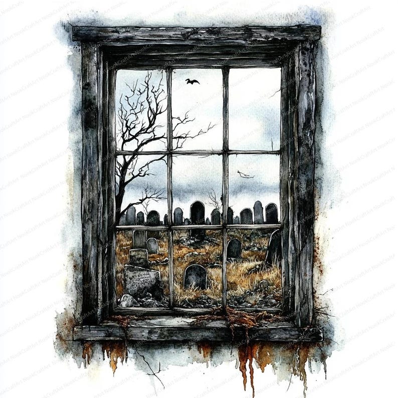 20 Window to Cemetery Clipart | Spooky Cemetery Halloween Clip Art ...
