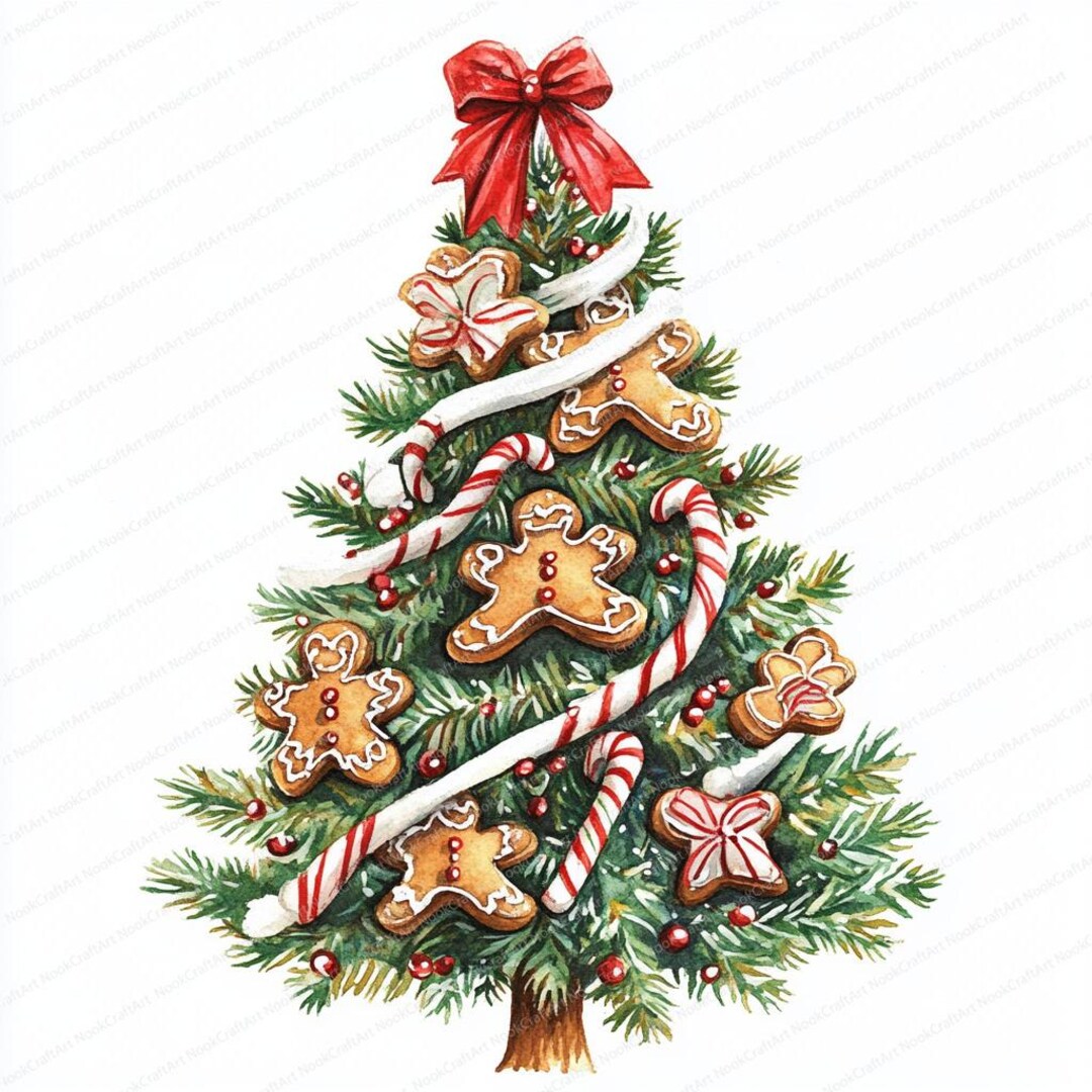 18 Sweet Candy Tree Clipart | Christmas Tree Art | Printable Watercolor ...