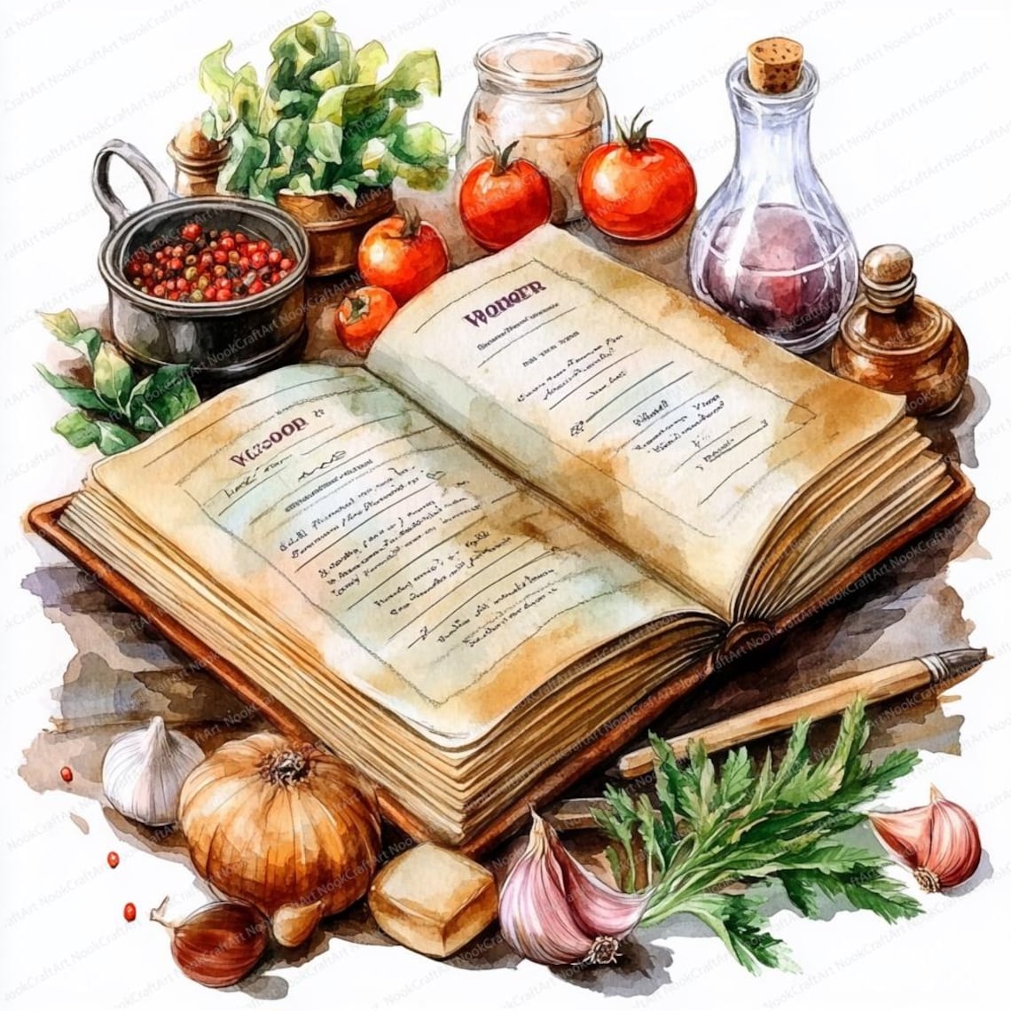 16 Grandma's Soup Cookbook Clipart | Printable Watercolor Clipart ...