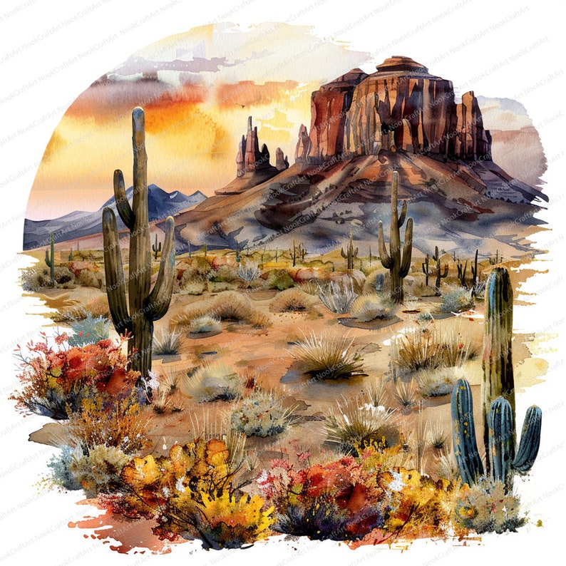 16 Desert Clipart Cliparts Depicting Arid Desert Printable Watercolor ...