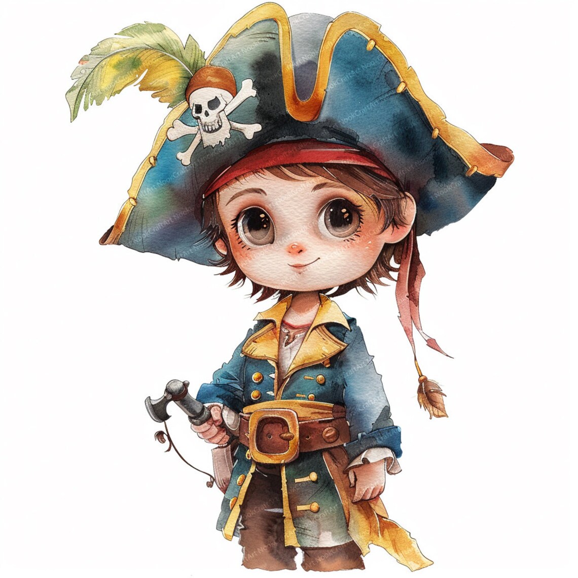 14 Cartoon Pirates Clipart Cute Pirates Print Printable Watercolor ...