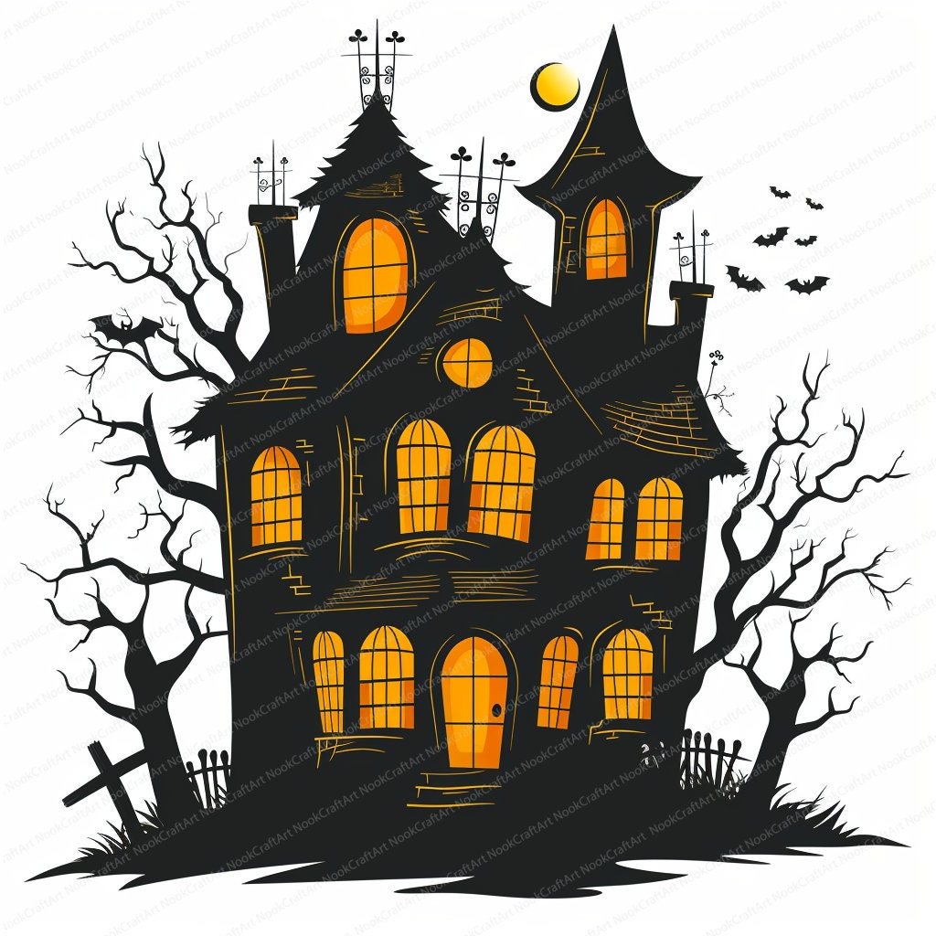 12 Halloween House Clipart Haunted Houses Clipart Printable Watercolor ...