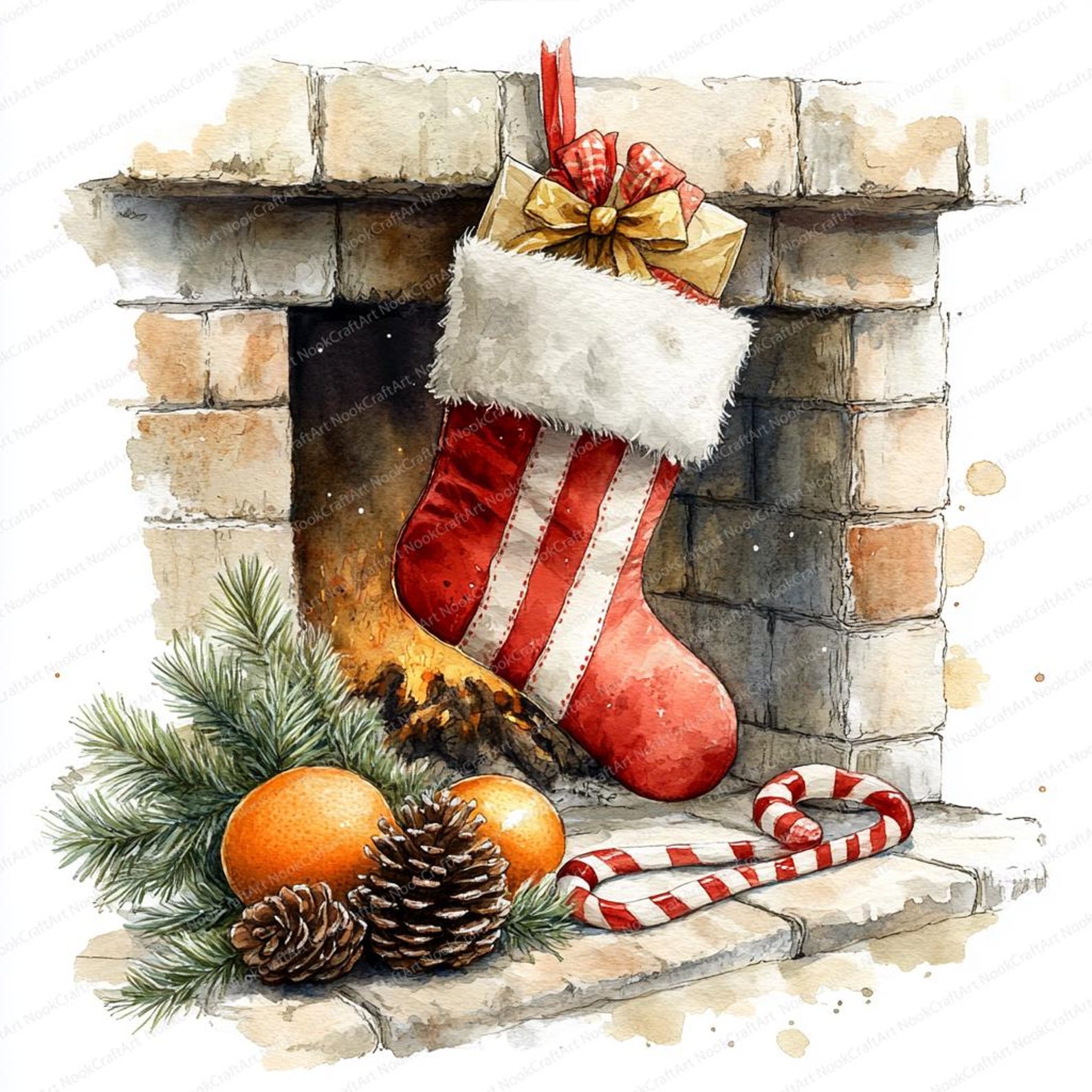 24 Striped Christmas Stocking Clipart | Festive Gift Inside Design ...