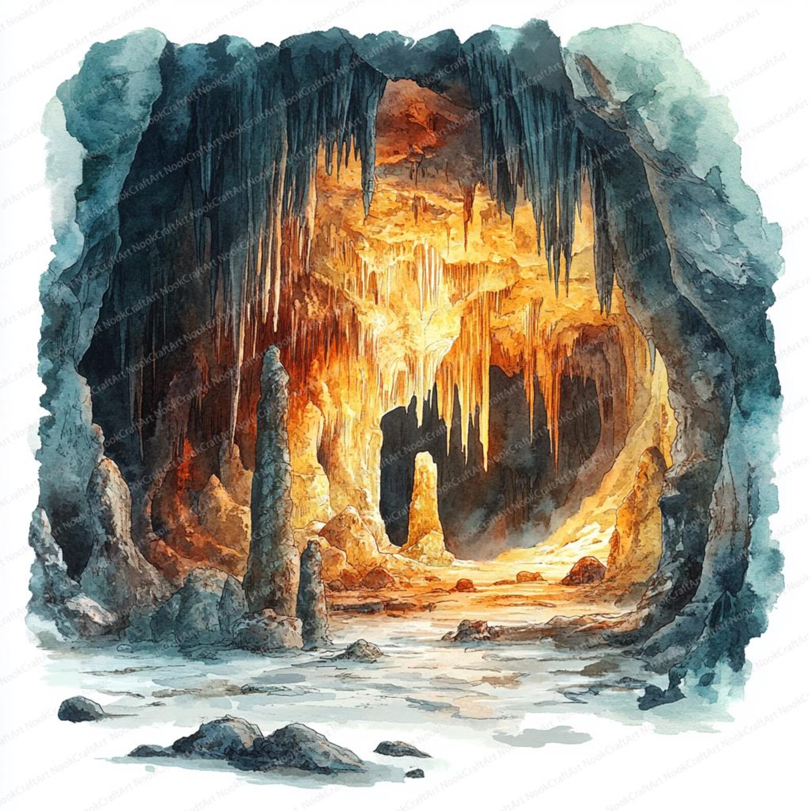 18 Cave Stalactites Clipart | Illuminated Underground Artwork ...