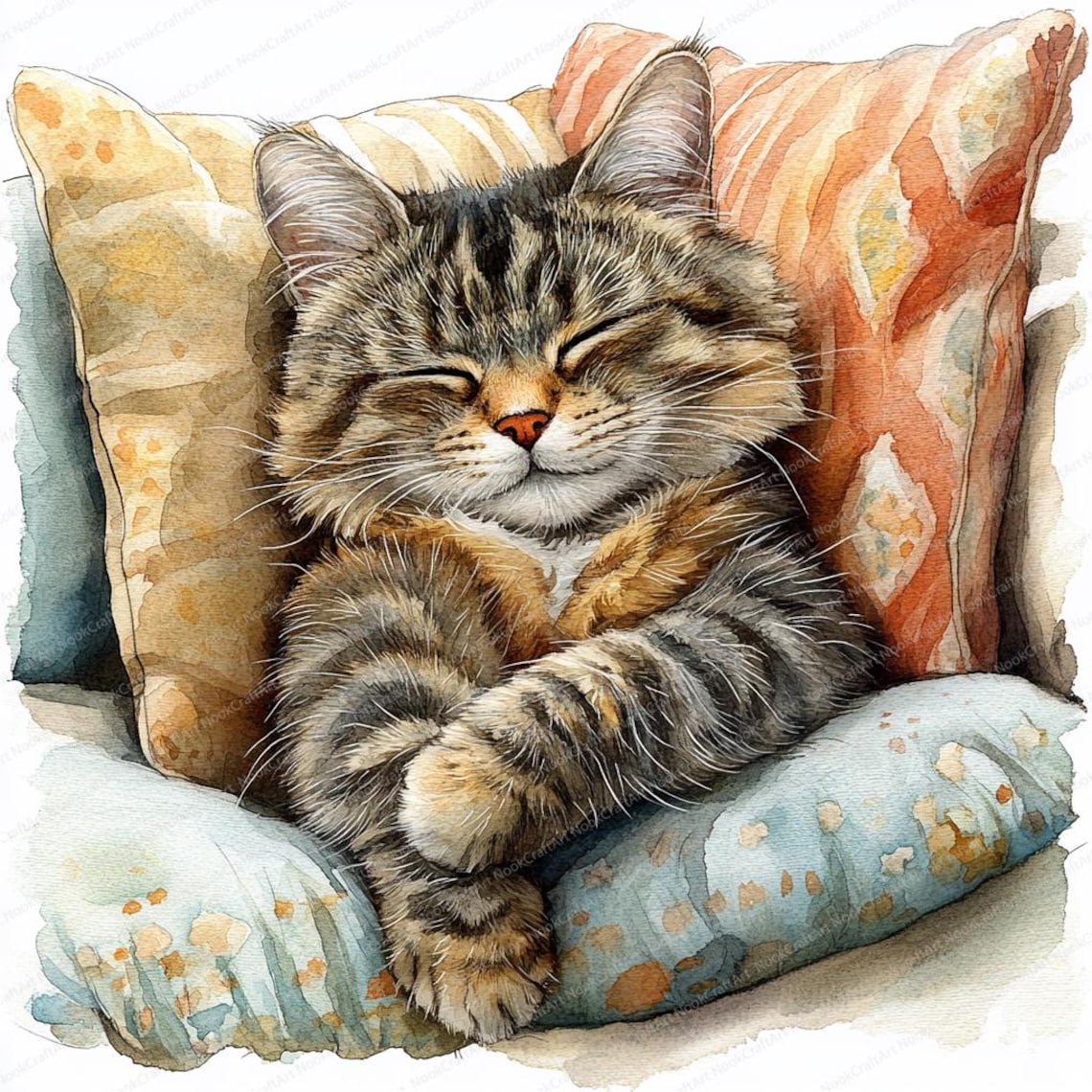 21 Cat Curling up Clipart | Cozy Feline Illustration | Printable ...