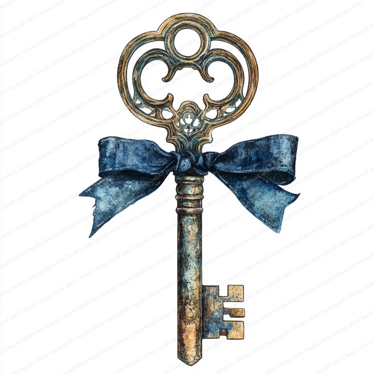 22 Vintage Key Clipart With Satin Ribbon | Elegant Chateau Key ...