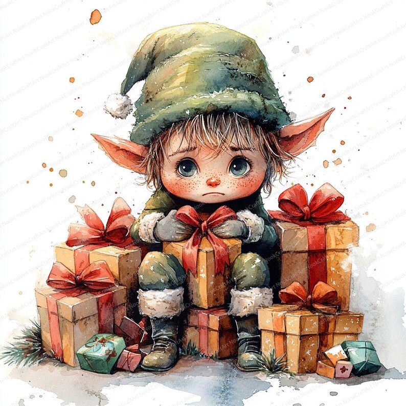18 Elf Mischief Clipart | Tangled in Gift Ribbons | Printable ...