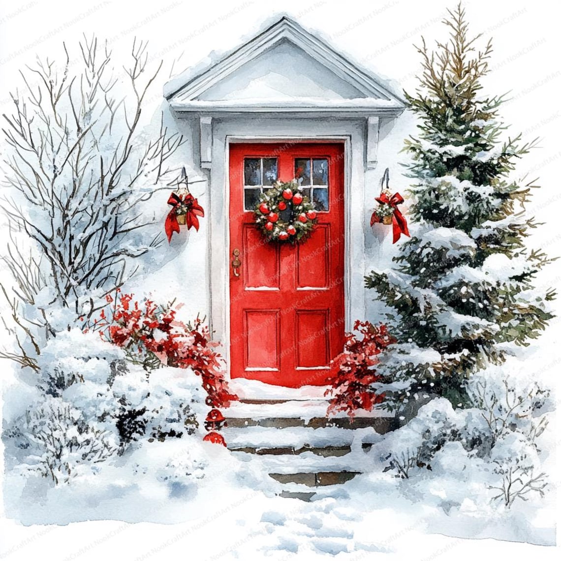 18 Cozy Winter Doors Clipart | Watercolor Snowy Door Clipart | High ...
