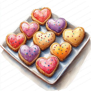 20 Heart-shaped Cookies Clipart | Romantic Dessert Graphics| Printable ...