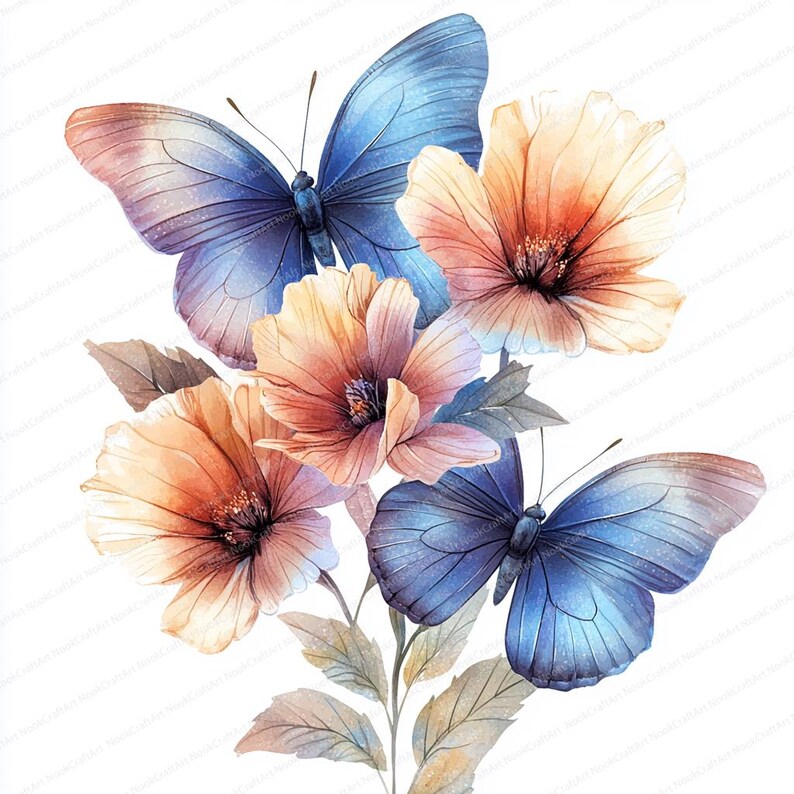 22 Floral Metamorphosis Clipart | Flowers Transforming Into Butterflies ...