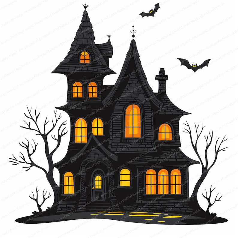 12 Halloween House Clipart Haunted Houses Clipart Printable Watercolor ...