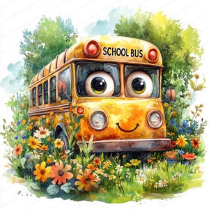 14 Cute Bus Clipart | Adorable School Bus Clipart Bundle | Printable ...