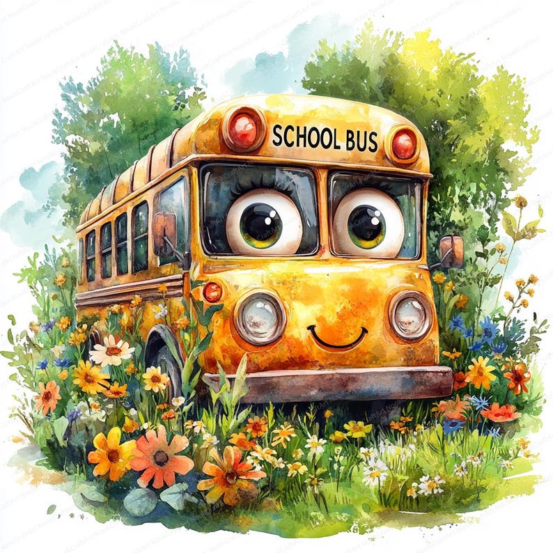 14 Cute Bus Clipart Adorable School Bus Clipart Bundle Printable ...