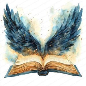 15 Book Wings Clipart | Enchanted Reading Graphics | Printable ...
