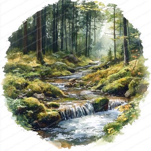 20 Spring Stream Clipart Among Mosses | Nature-inspired Digital ...