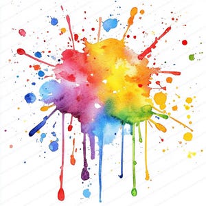 20 Color Splash Clipart | Vibrant Paint Splashes | Printable Watercolor ...