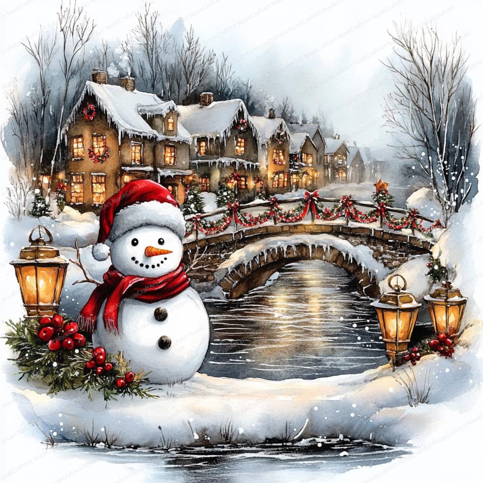 16 Clipart Winter Scenes | Snowy Landscapes Clipart Bundle | Printable ...