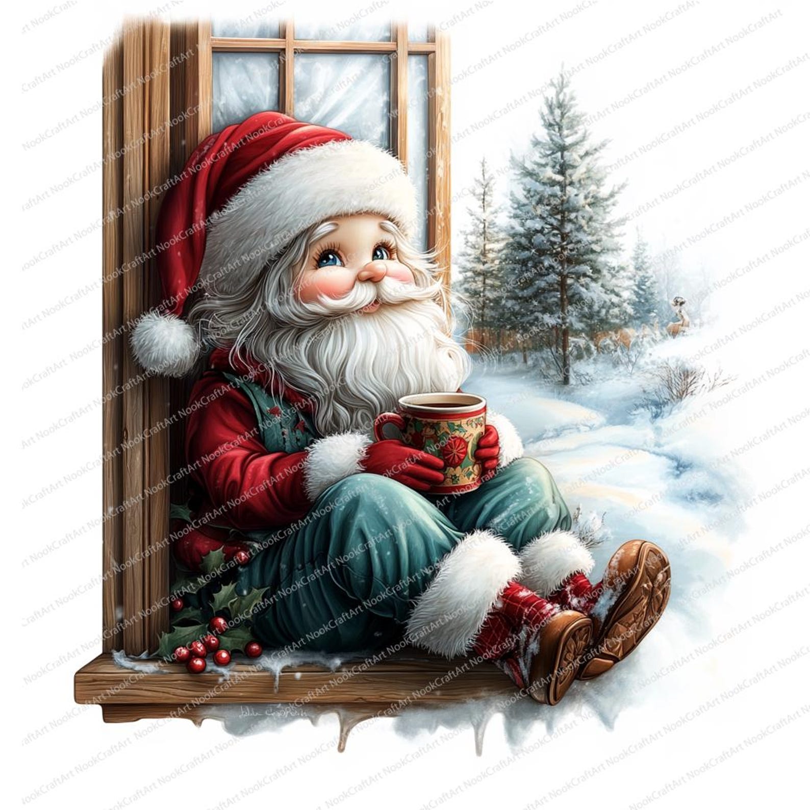 12 Christmas Santa Clipart Cute Christmas Santa Clipart Printable ...