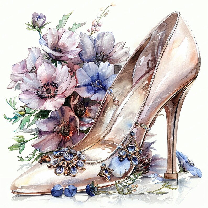 20 Floral Prom Shoes Clipart High Heels Clipart Digital Clipart ...