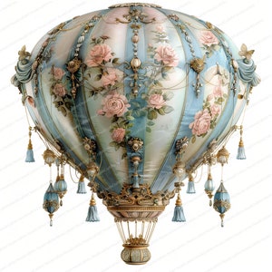 16 Victorian Hot Air Balloon Graphics Pack | Printable Watercolor ...