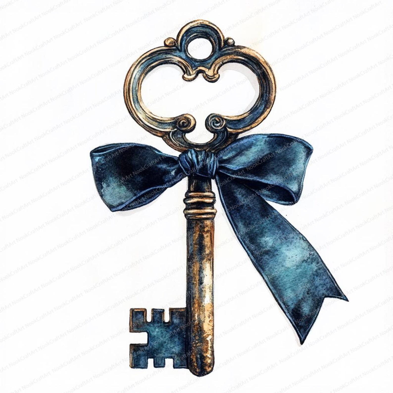 22 Vintage Key Clipart With Satin Ribbon | Elegant Chateau Key ...