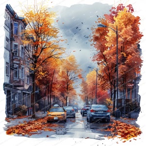 12 Autumn Street Clipart | Fall Clipart | Printable Watercolor Clipart ...