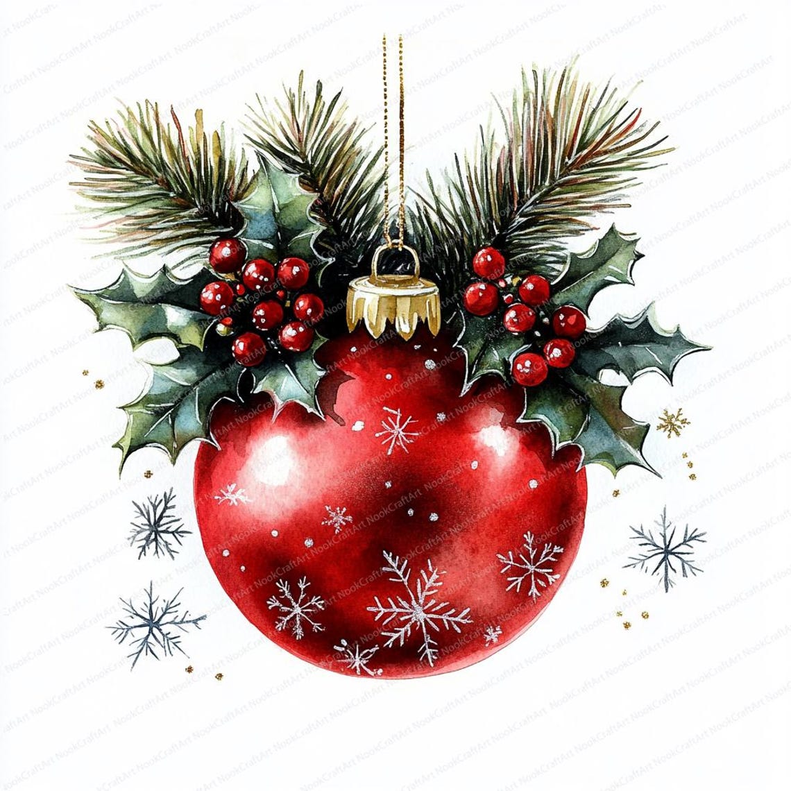 15 Christmas Bauble Clipart | Christmas Decoration Watercolor Designs ...