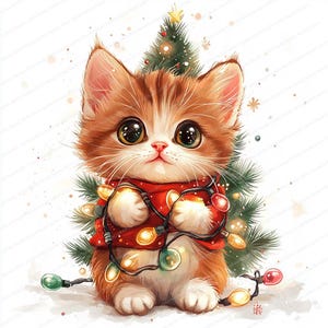 16 Quirky Christmas Cat Clipart | Whimsical Holiday Cat Designs ...