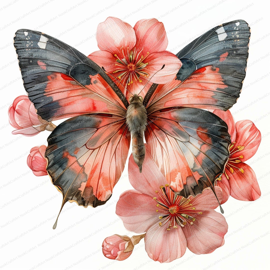 14 Watercolor Floral Butterfly Clipart | Colorful Butterfly | Printable ...