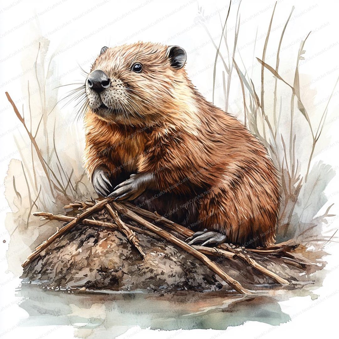 21 Beaver Dam Building Clipart | Woodland Animal Construction Art ...